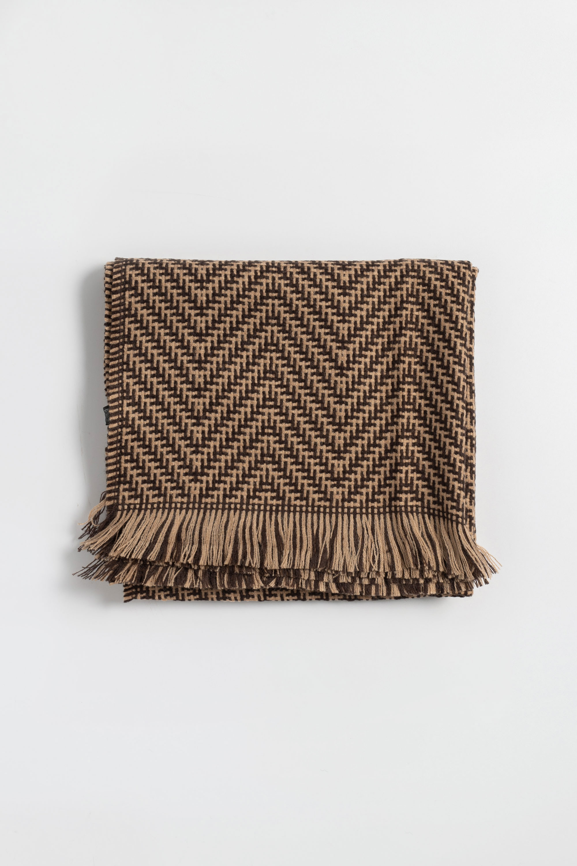 Beige Wool Scarf In Fishbone Pattern | Aristoteli Bitsiani