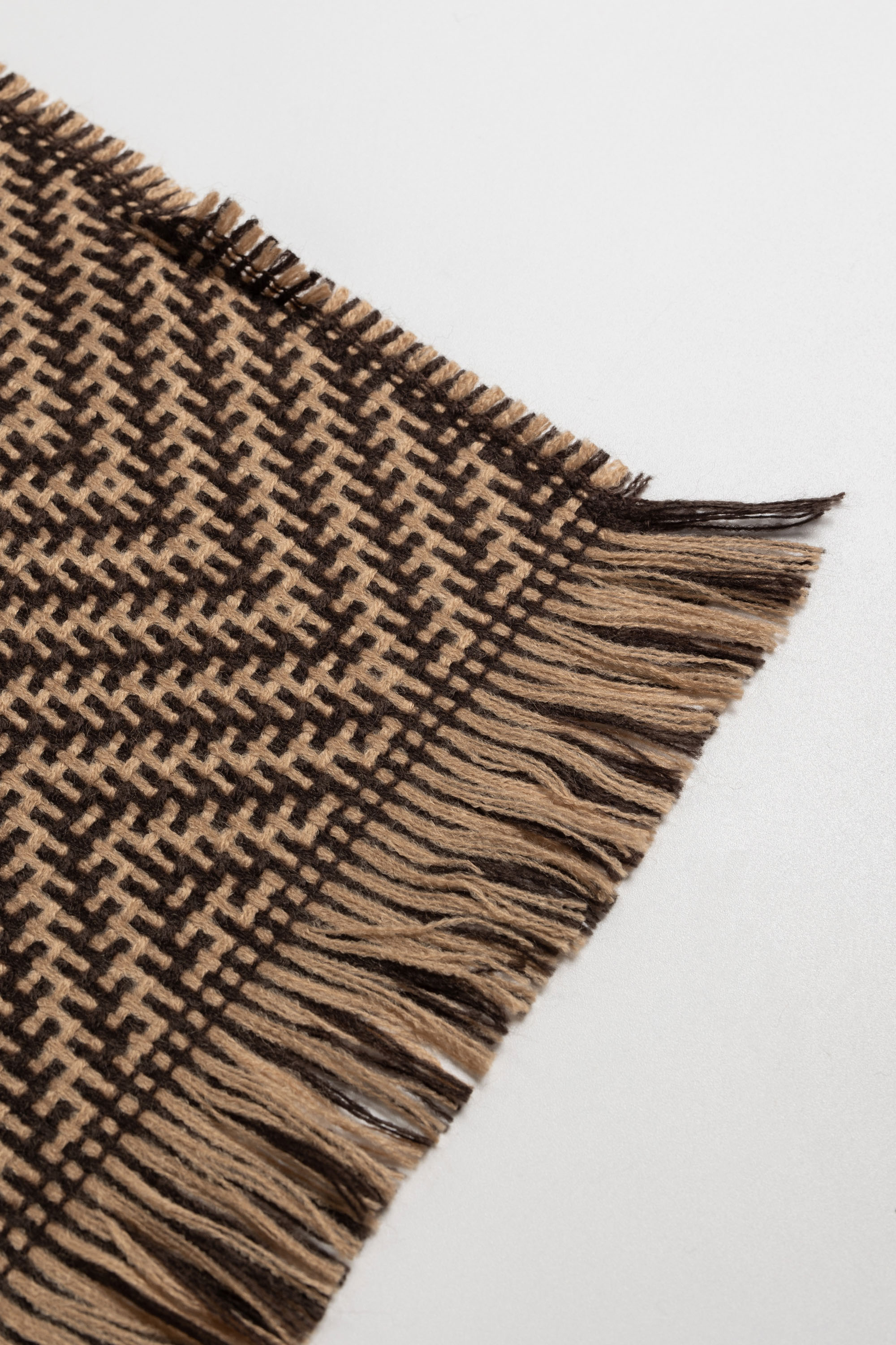 Beige Wool Scarf In Fishbone Pattern | Aristoteli Bitsiani