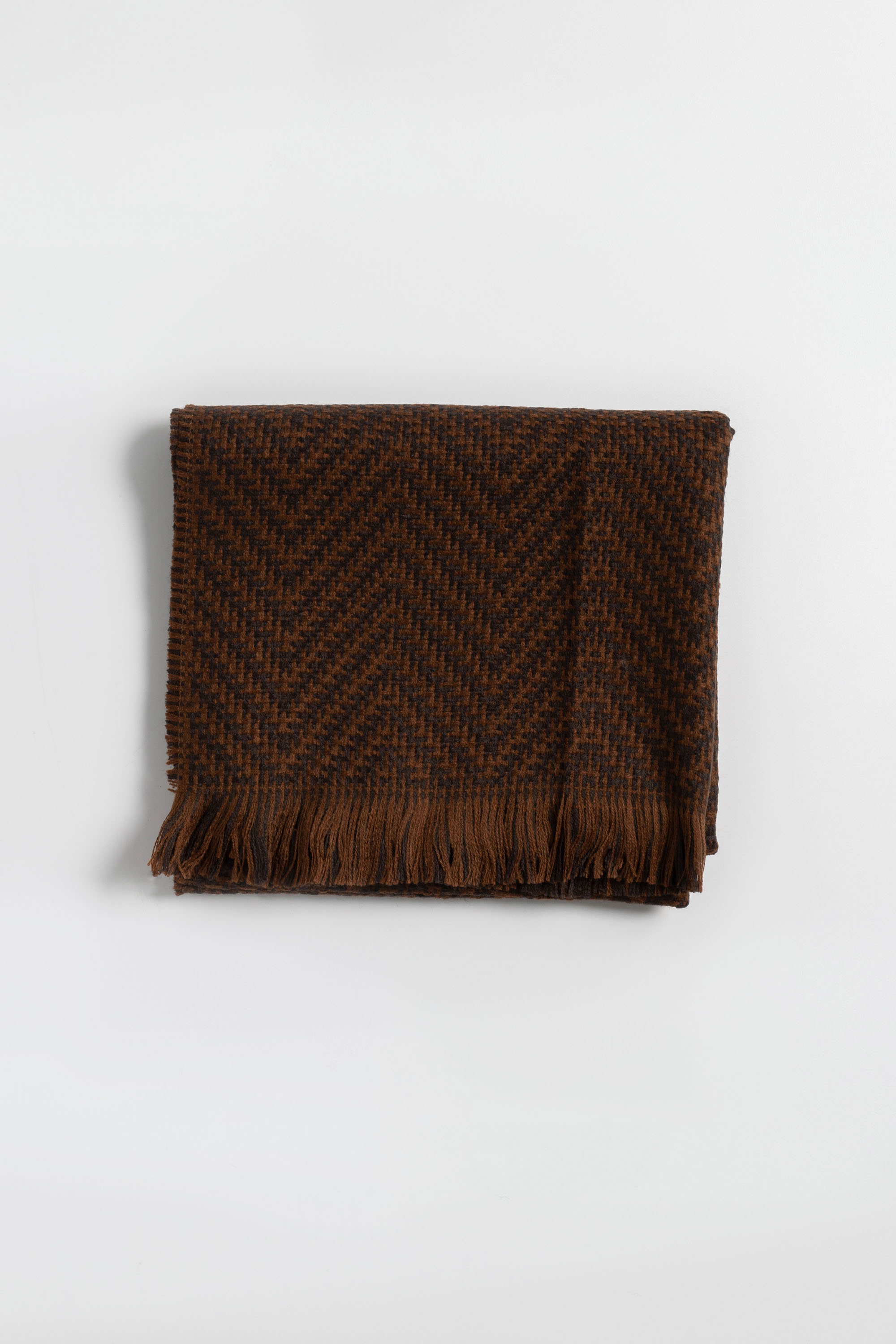 Brown Wool Scarf In Fishbone Pattern | Aristoteli Bitsiani