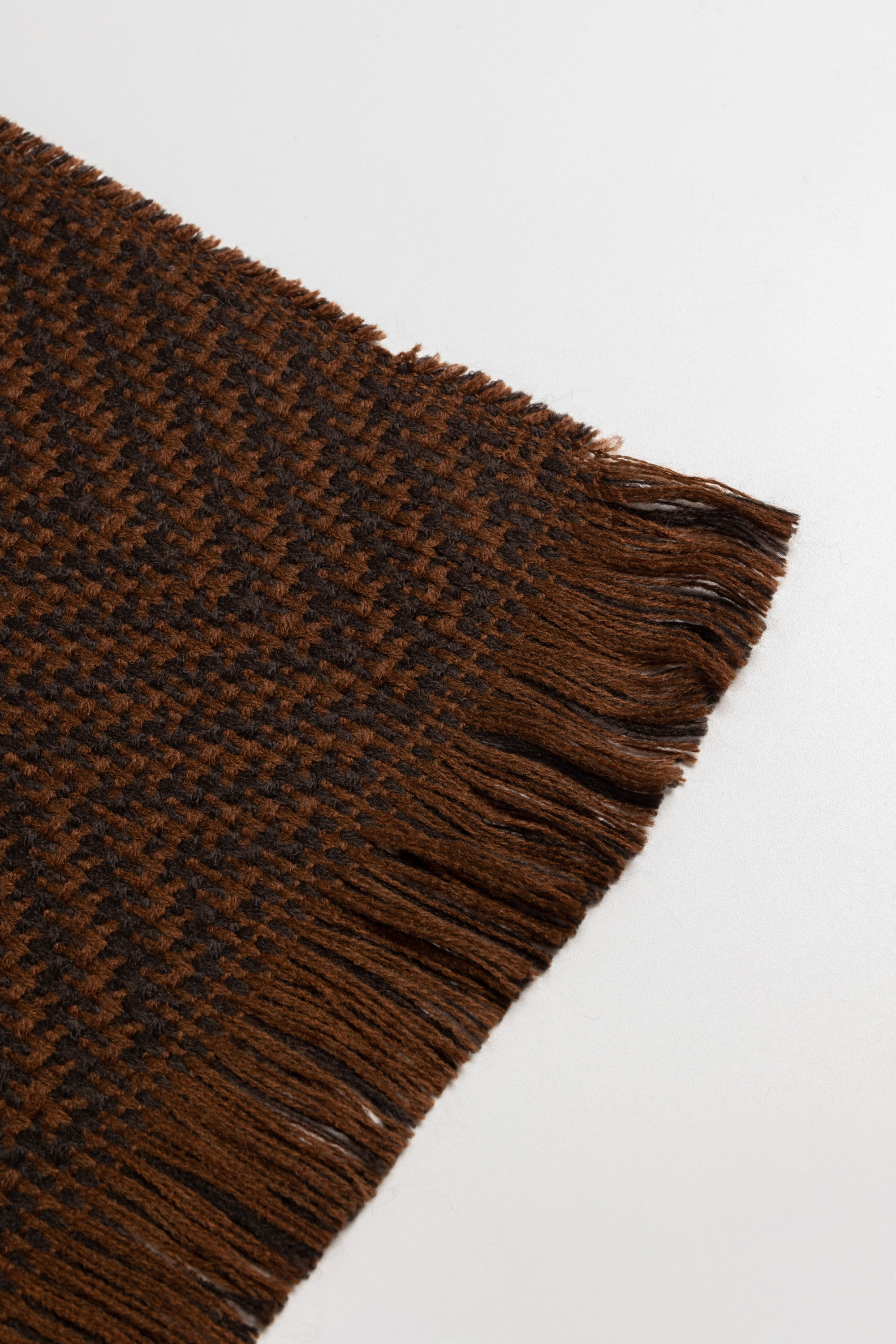 Brown Wool Scarf In Fishbone Pattern | Aristoteli Bitsiani