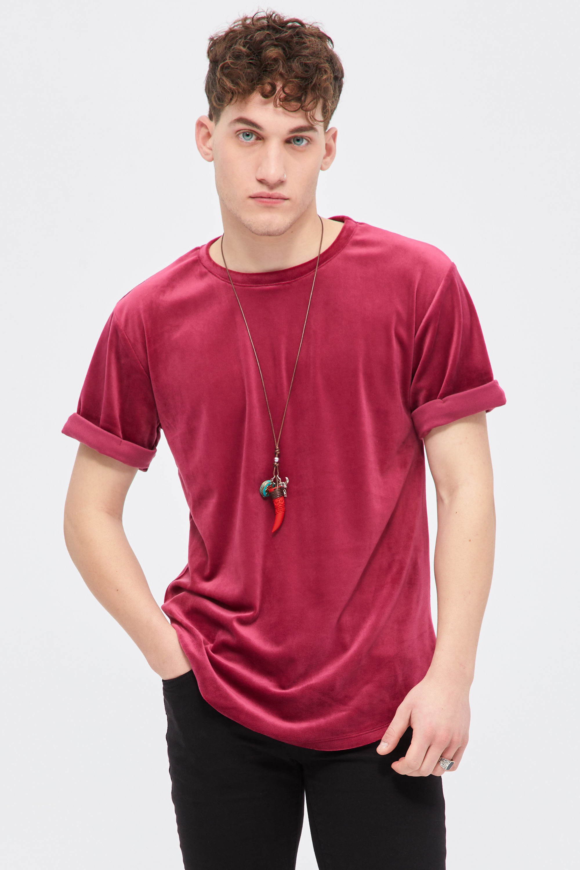 Bordeaux Velvet T-Shirt In Slim Fit | Aristoteli Bitsiani