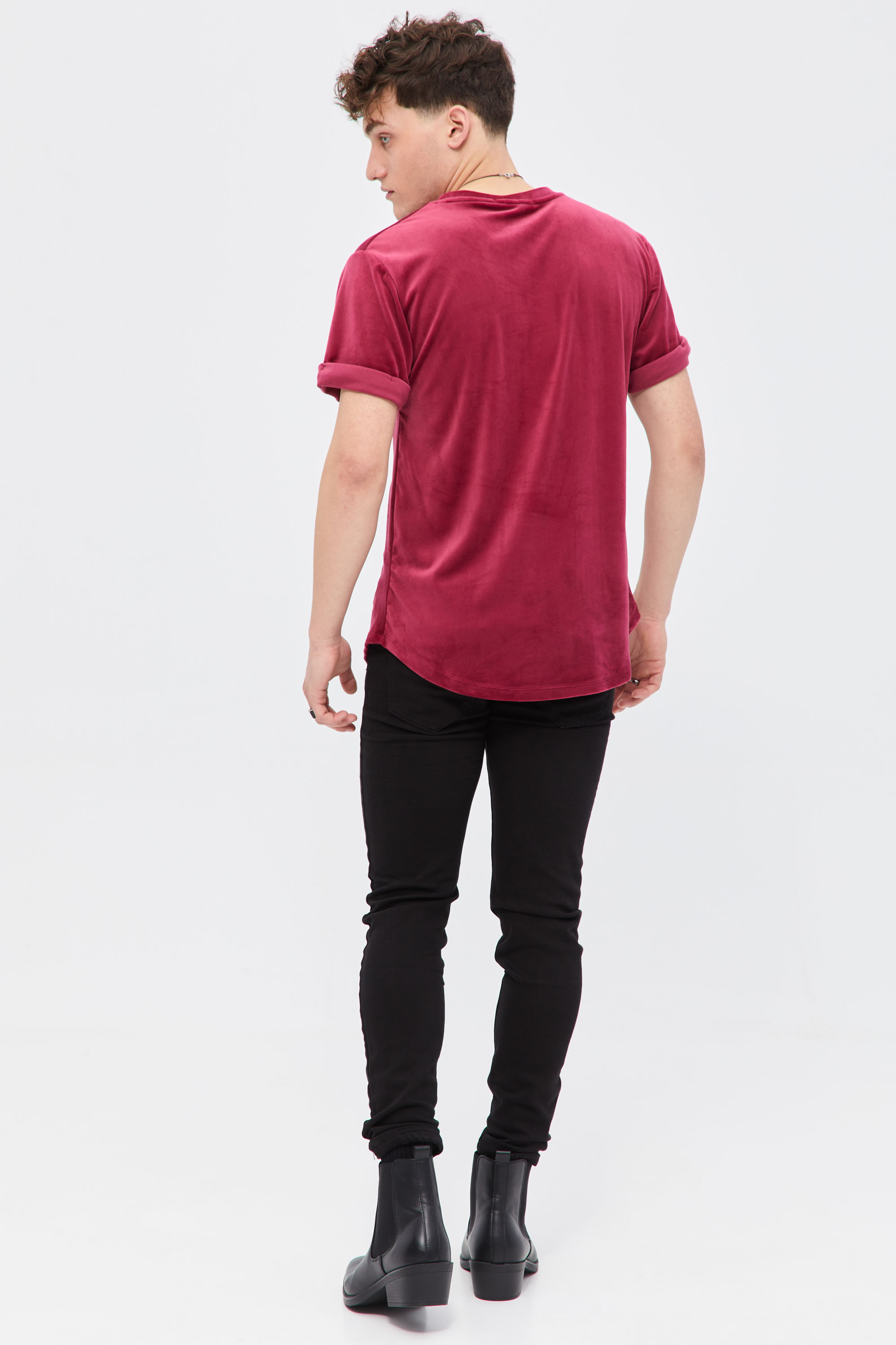 Bordeaux Velvet T-Shirt In Slim Fit | Aristoteli Bitsiani